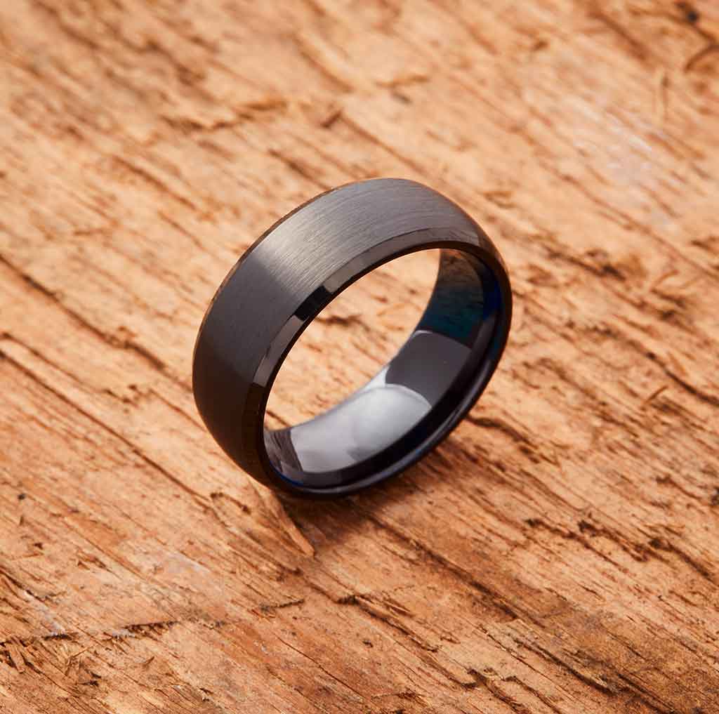 Minimalist Back Tungsten Ring | EMBR Wedding Bands