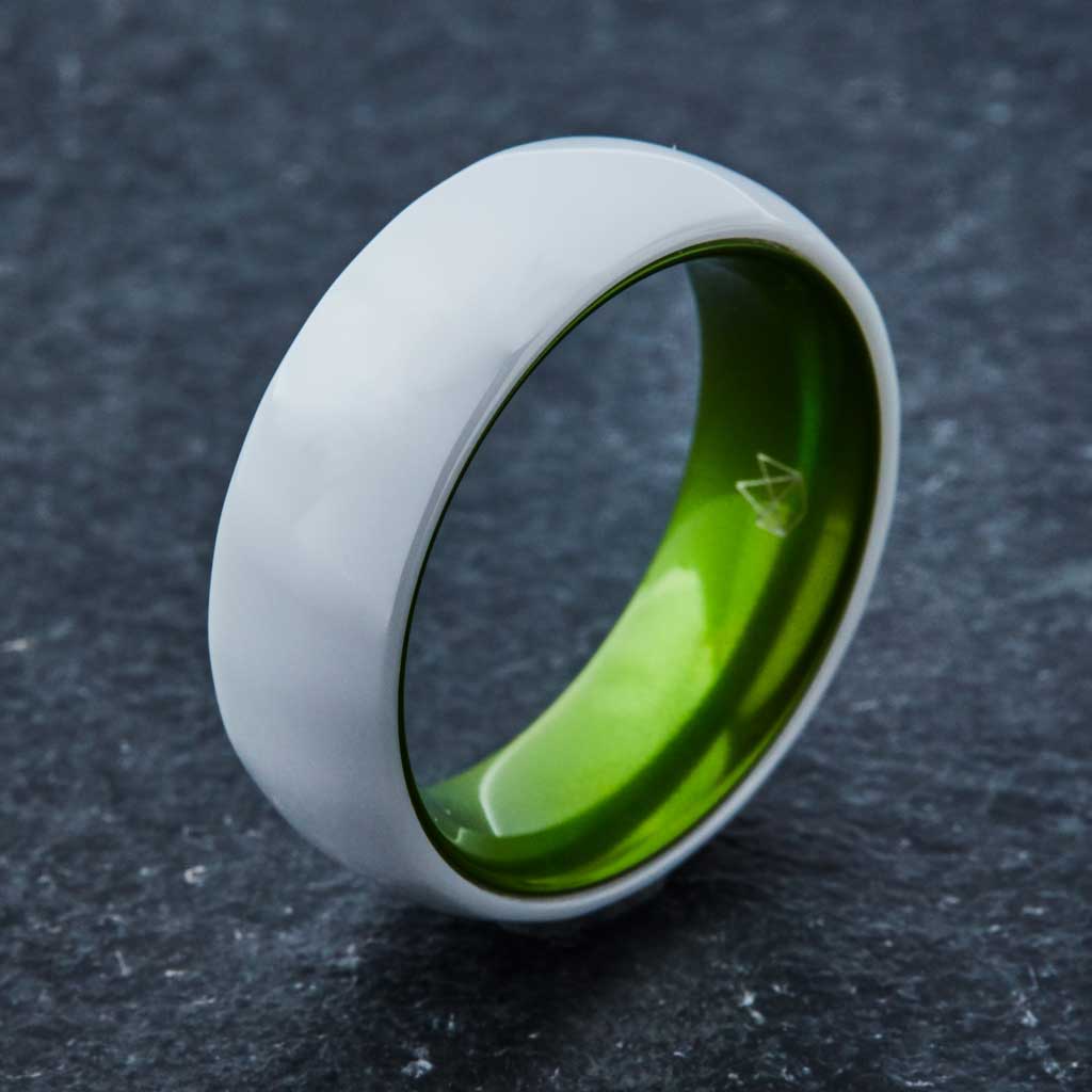 White Ceramic Ring | Resilient Green | EMBR