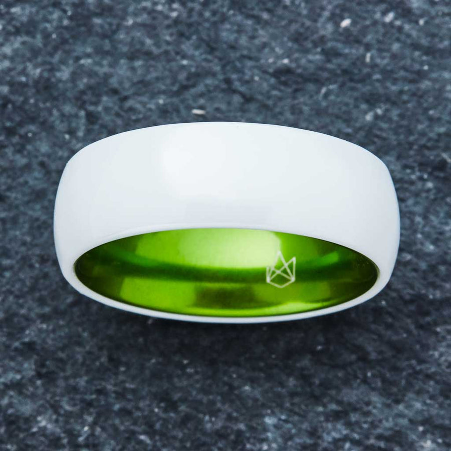 White Ceramic Ring | Resilient Green | EMBR
