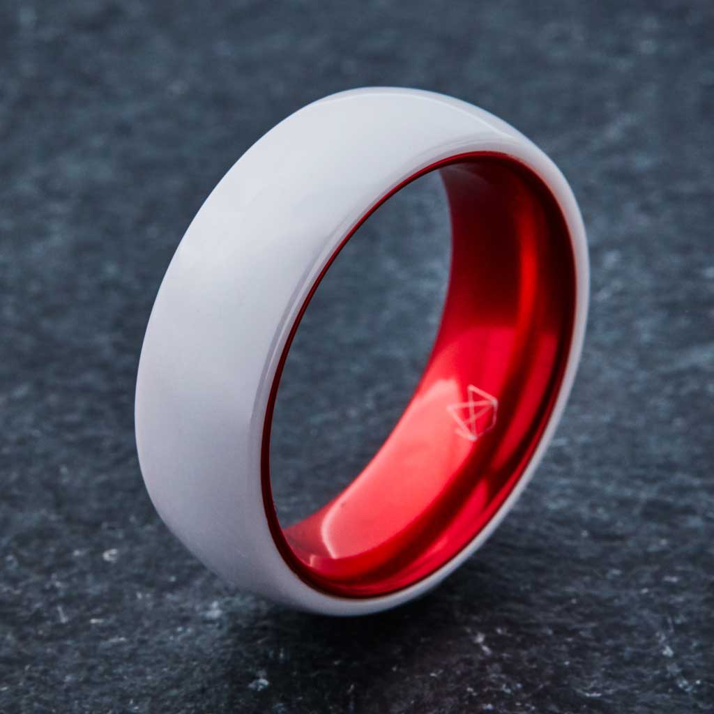 White Ceramic Ring | Resilient Red | EMBR