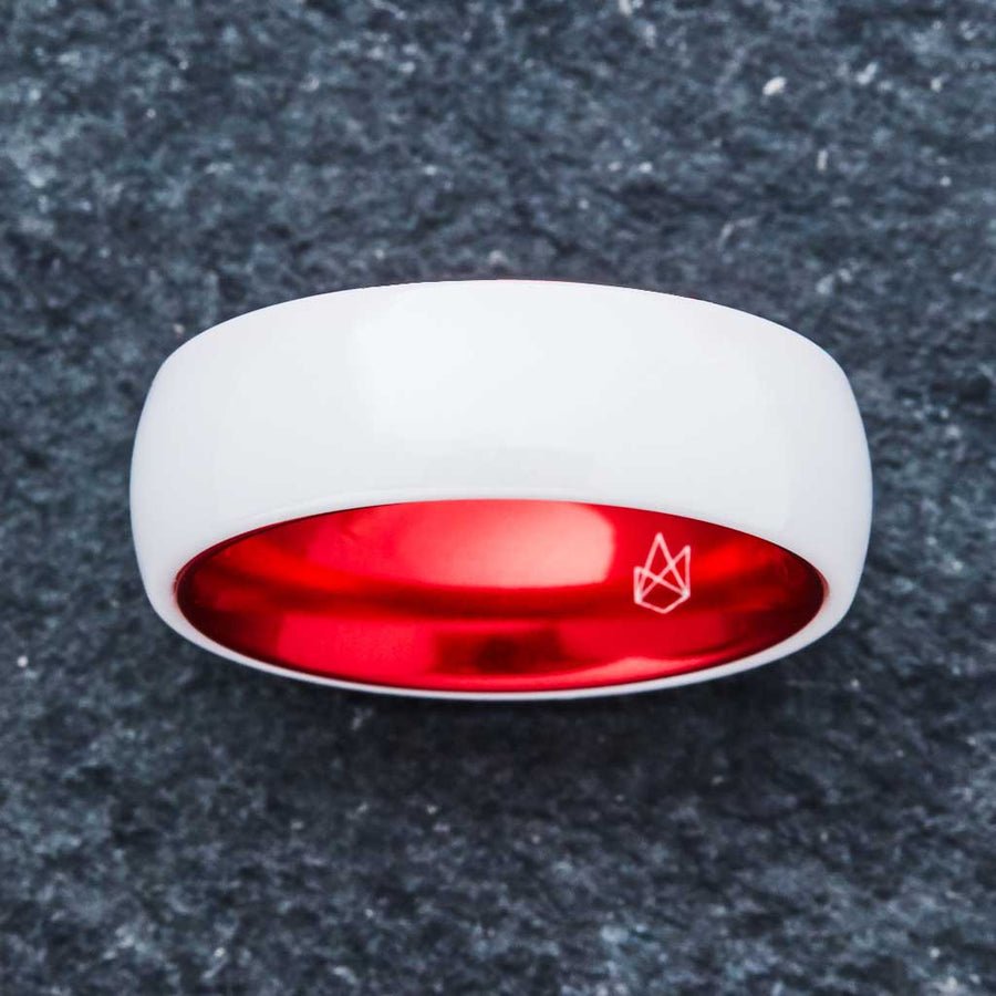 White Ceramic Ring | Resilient Red | EMBR